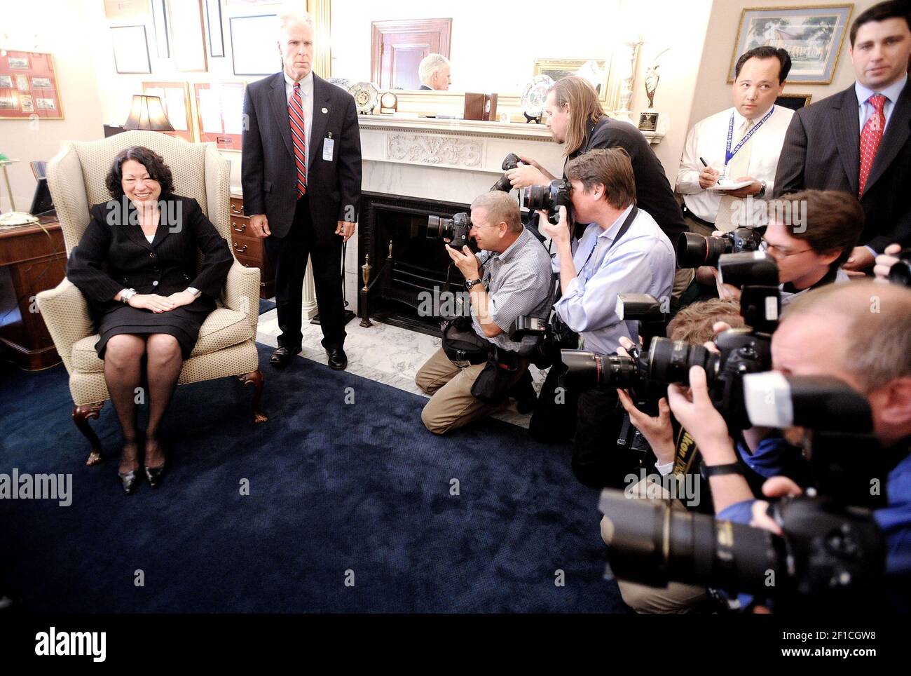 Supreme Court nominee Sonia Sotomayor sits in the office of U.S. Sen. Jeff Session (R-AL), not ...