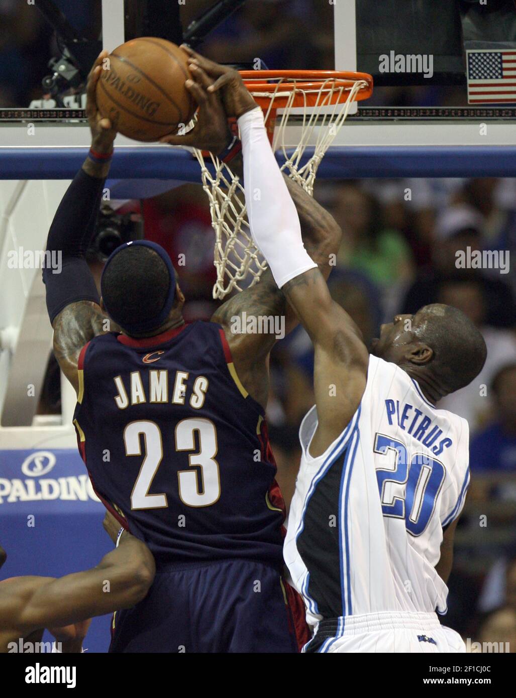 Orlando Magic forward Mickael Pietrus tries to block a shot by ...