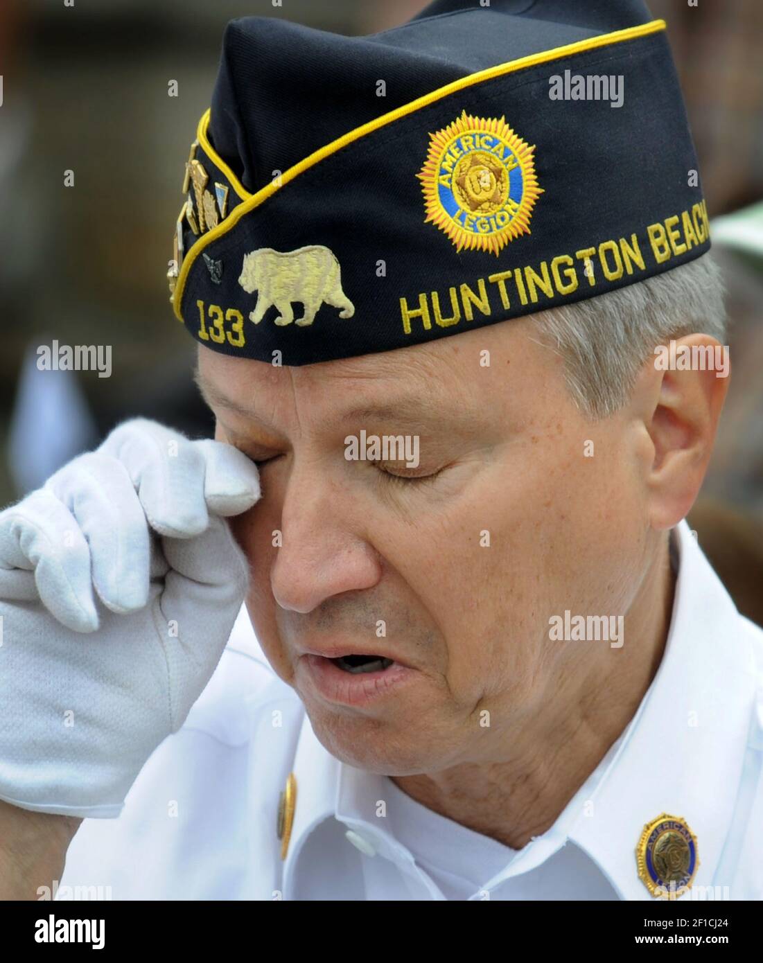 Vietnam veteran Army Sgt. Dennis Bauer has an emotional moment during ...