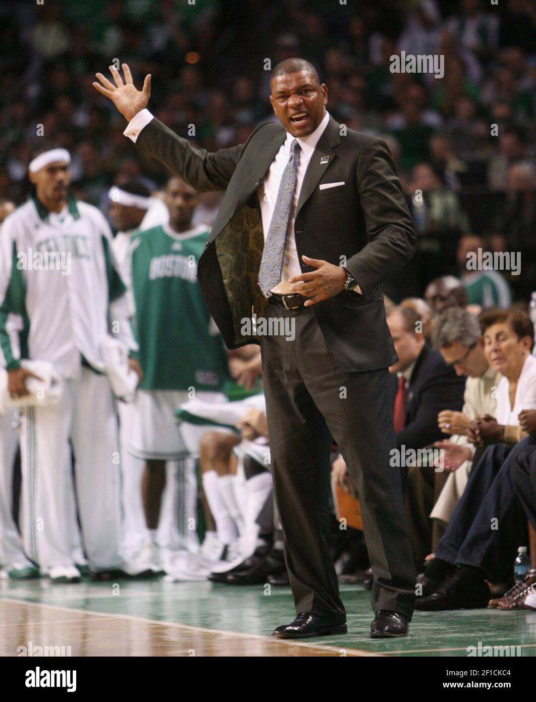 Boston Celtics head coach Doc Rivers reacts during the Celtics 101-82 ...
