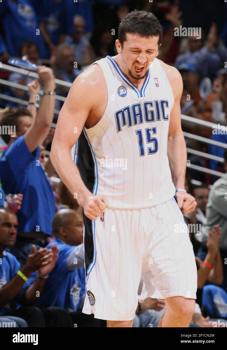 Orlando Magic forward Hedo Turkoglu (15) celebrates after sinking a ...