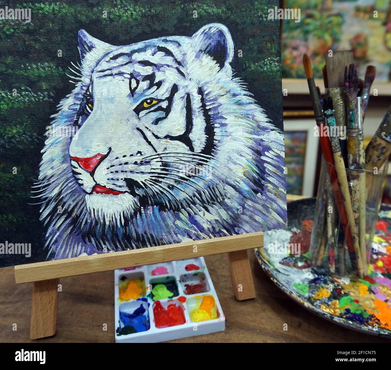 White Tiger Acrylic Painting