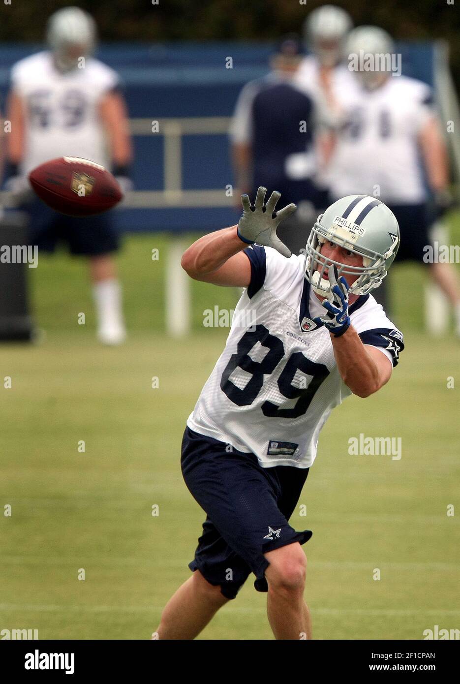 Dallas Cowboys tight end John Phillips catches a pass during a drill at ...