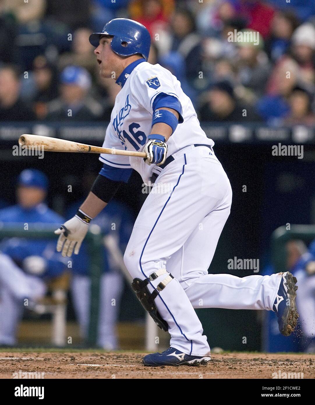 Kansas City Royals' Billy Butler (16) watches his RBI double head for ...