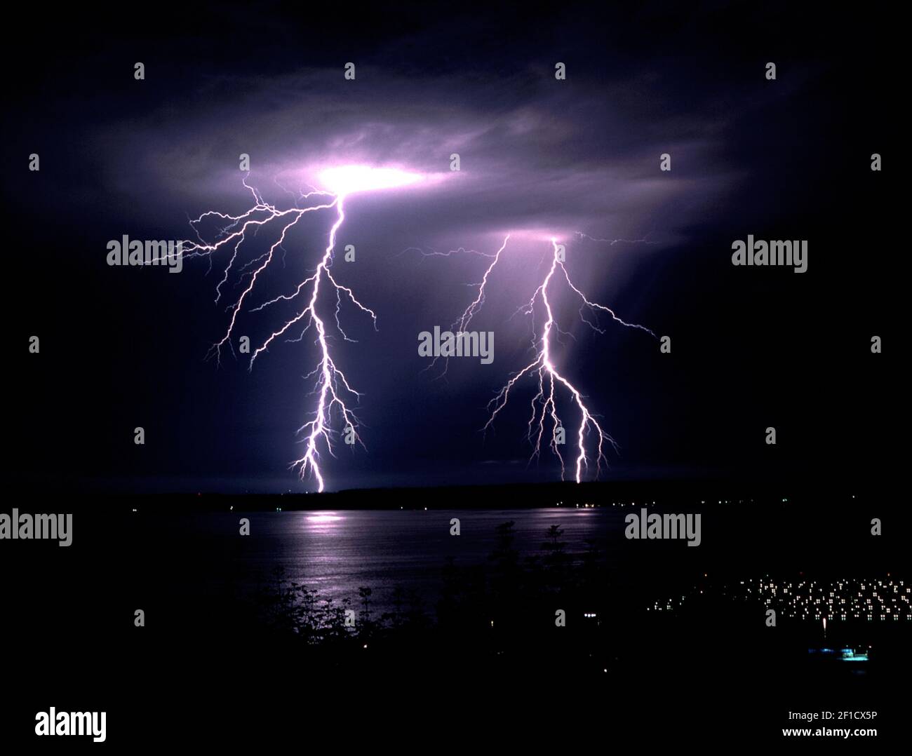 Lightning storm strike puget sound hi-res stock photography and images ...