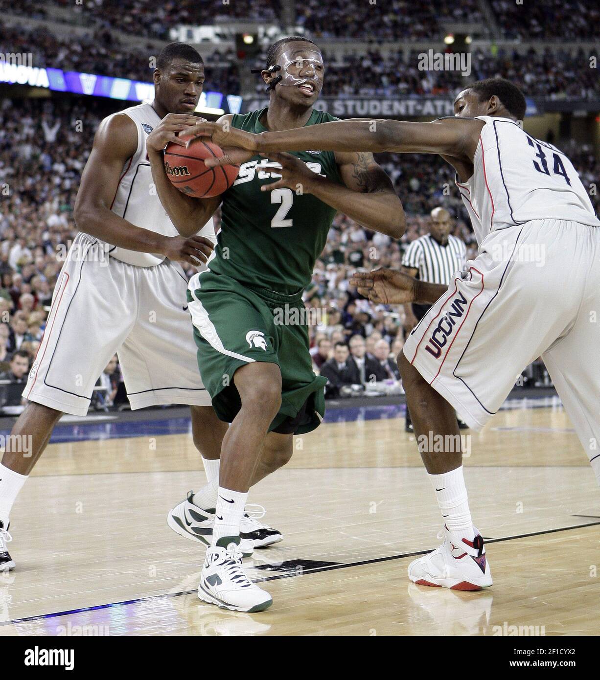 Michigan State forward Raymar Morgan (2) looks for space to move ...