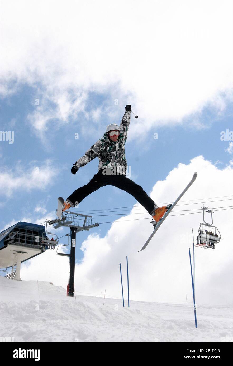 A skier in one of the Bogus Basin terrain parks puts on a good show ...