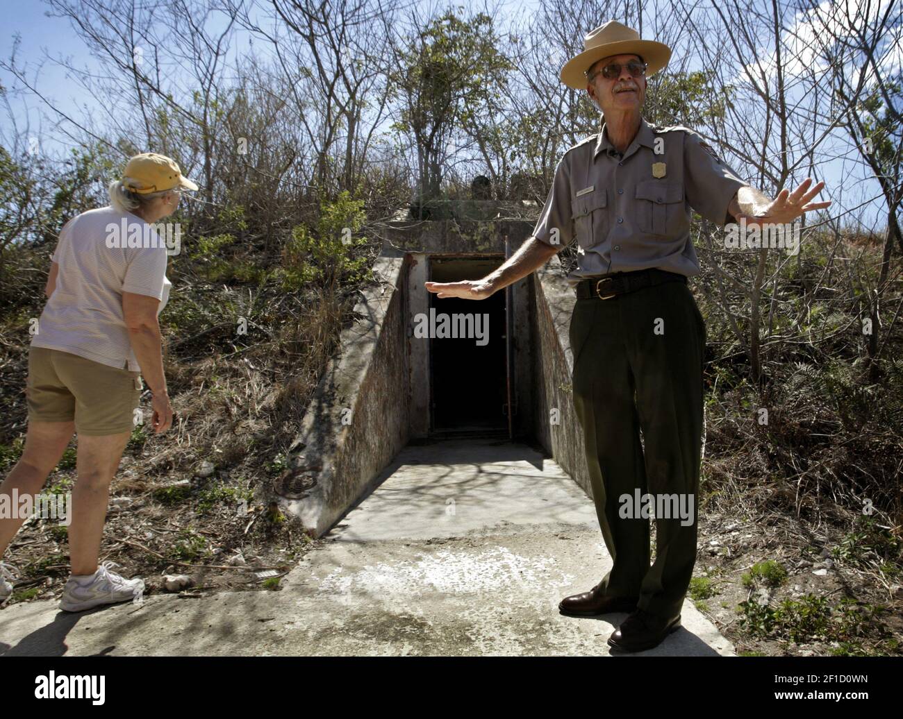 Everglades National Park Ranger Leon Howell shows the entrance to the ...