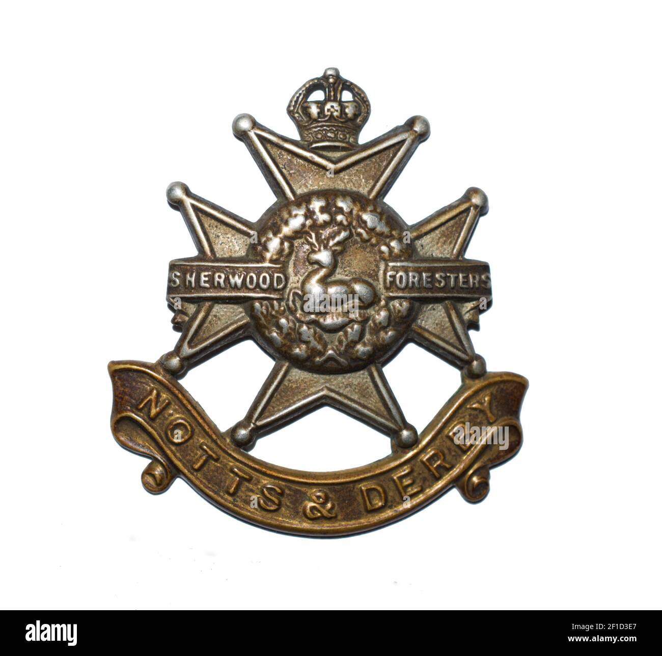 A cap badge of the Sherwood Foresters (Nottinghamshire and Derbyshire ...