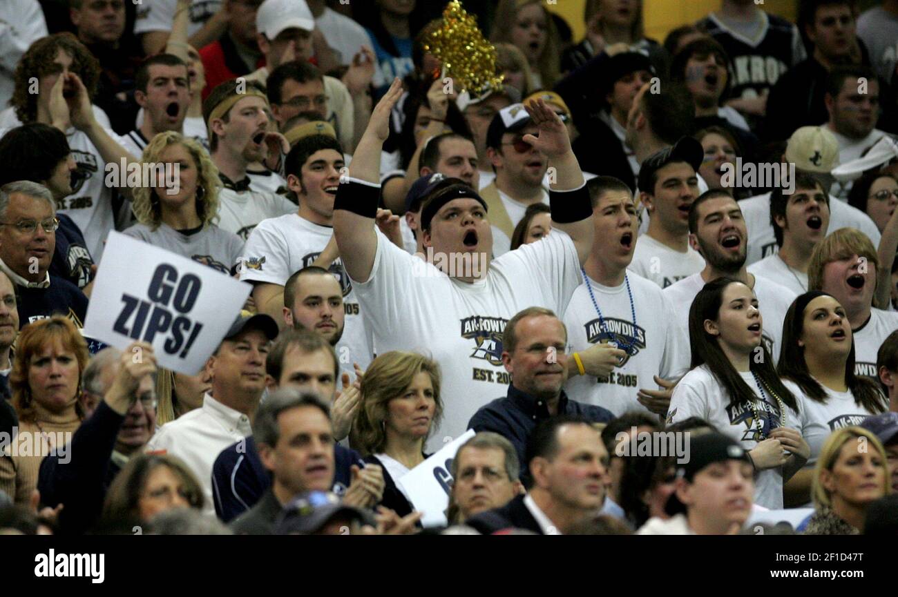 Akron fans cheer for the Zips during first-half action in the NCAA Mid ...
