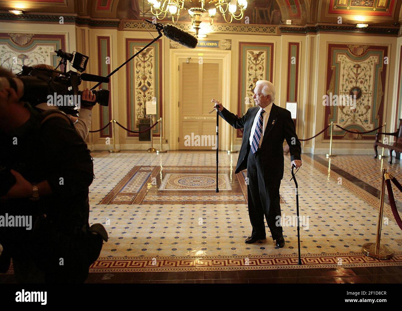 U.S. Sen. Robert Byrd, D-W.Va., speaks to reporters, Monday, June 12 ...