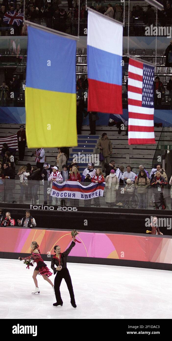Silver medalists Tanith Belbin and Benjamin Agosto of USA skate away ...