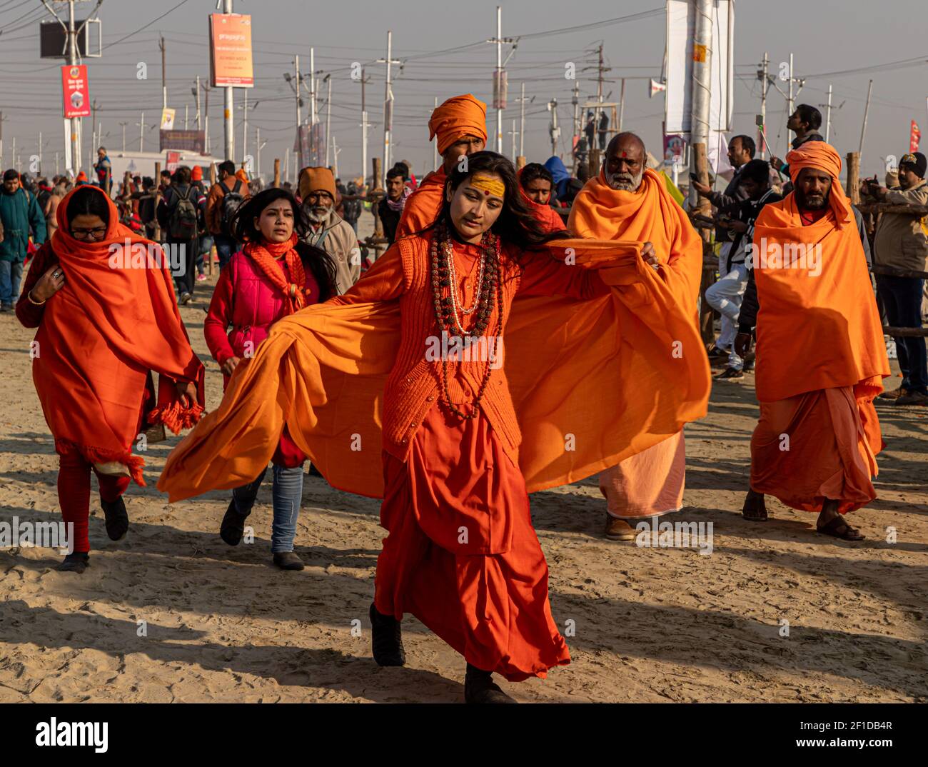 nagas sadhu arrives to take holly dip in river ganges at kumbh mela ...