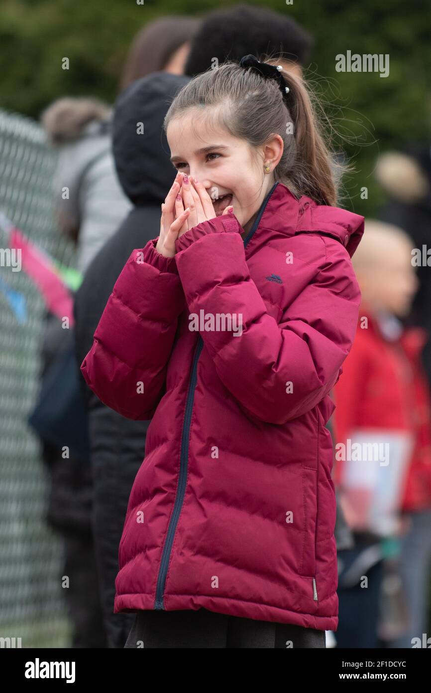 Erin Stagle reacts as she arrives at Thomas Bullock Church of England ...