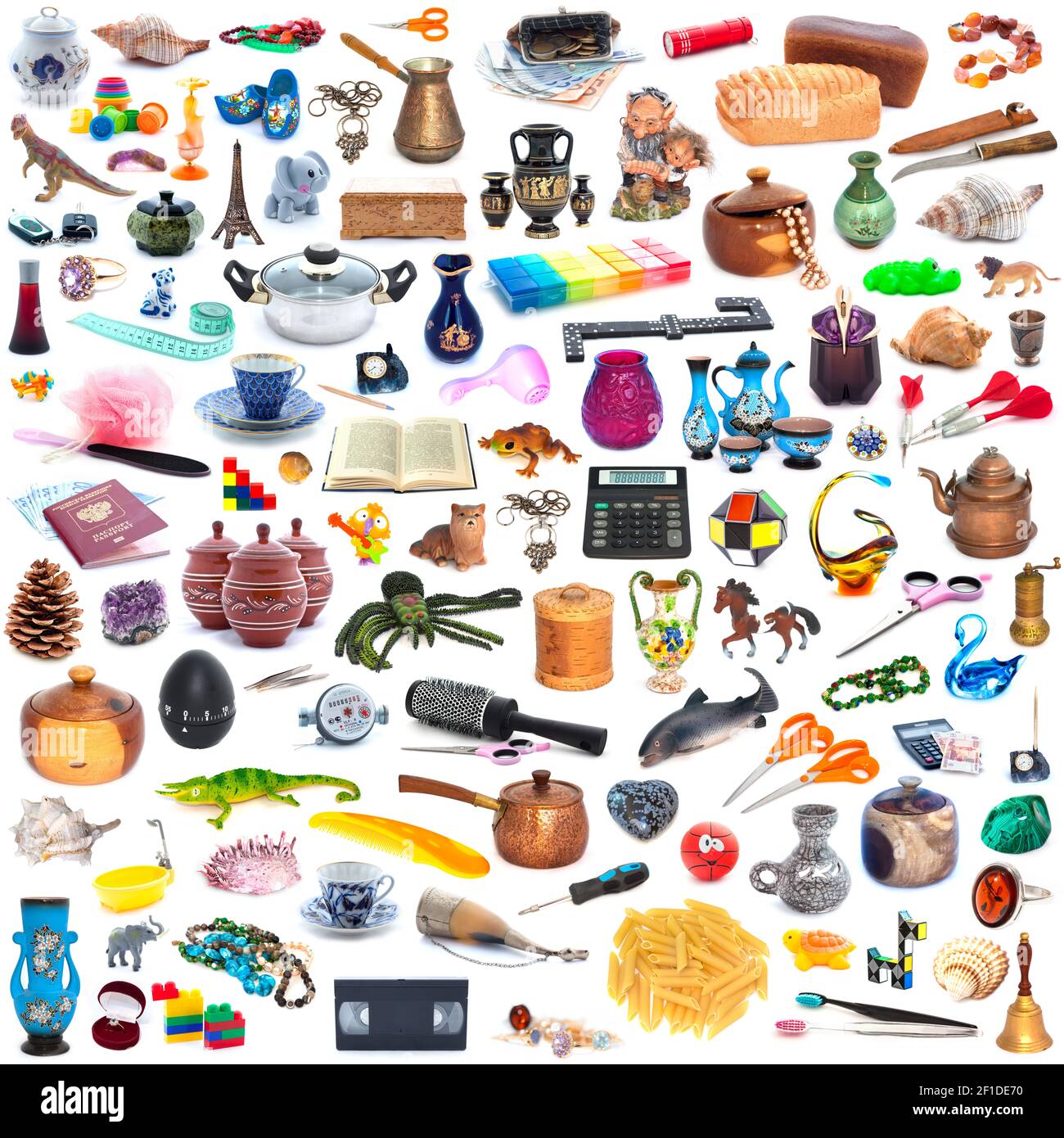 The big collection of different objects isolated on white background ...