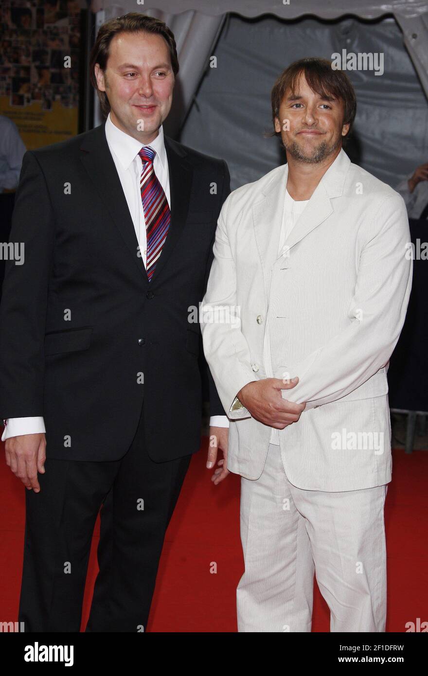 Richard Linklater and Christian McKay pose at the Centre International ...