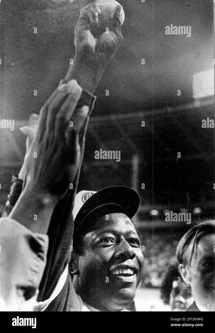 Atlanta Braves player Henry 'Hank' Aaron celebrates his record breaking ...
