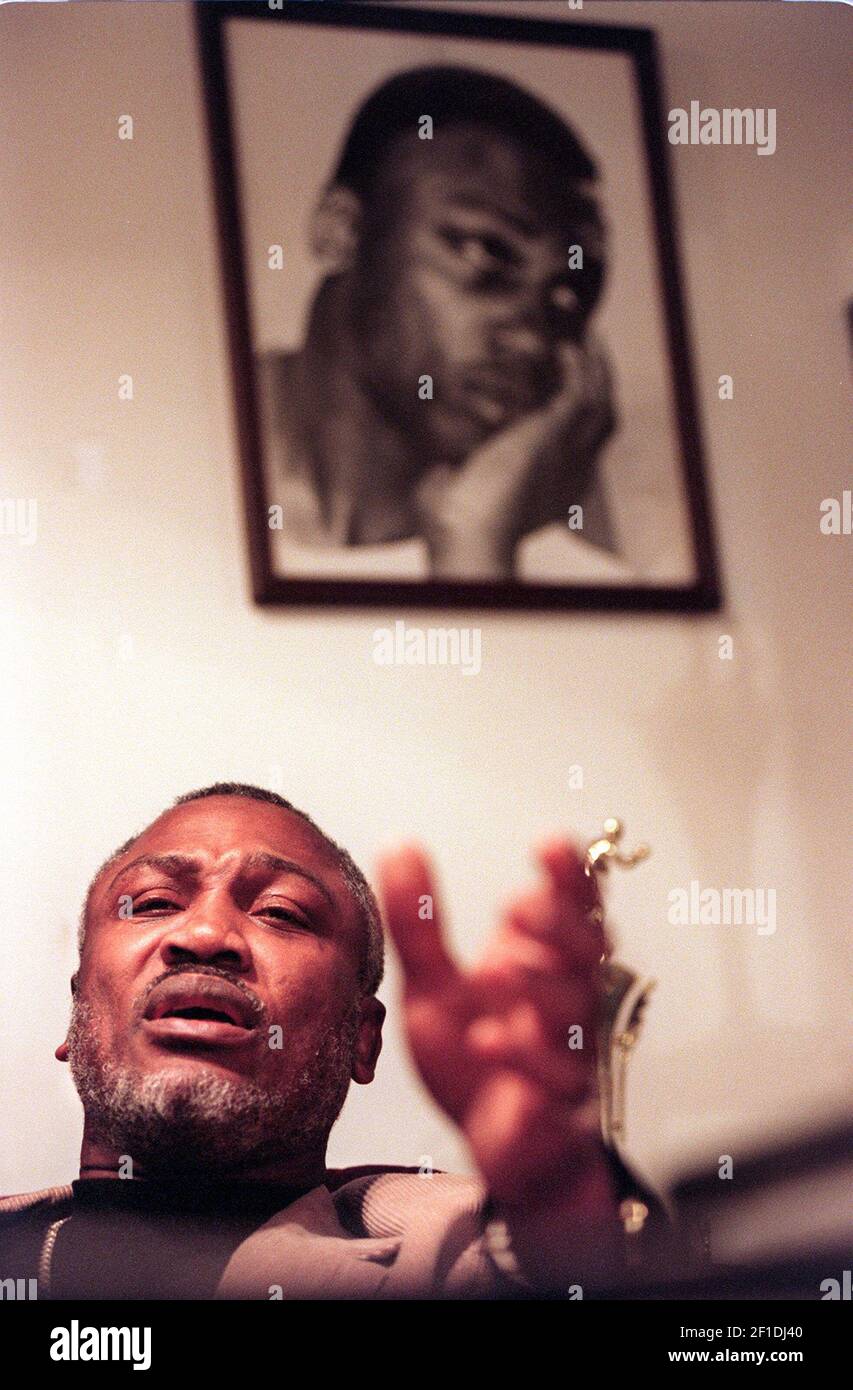 In this 1998 file photo, Joe Frazier talks inside his office at his gym ...