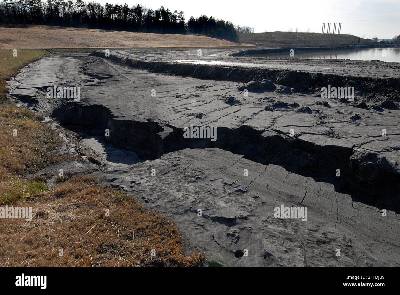 Coal ash is shown in settling ponds at Duke Energy's Riverbend power ...
