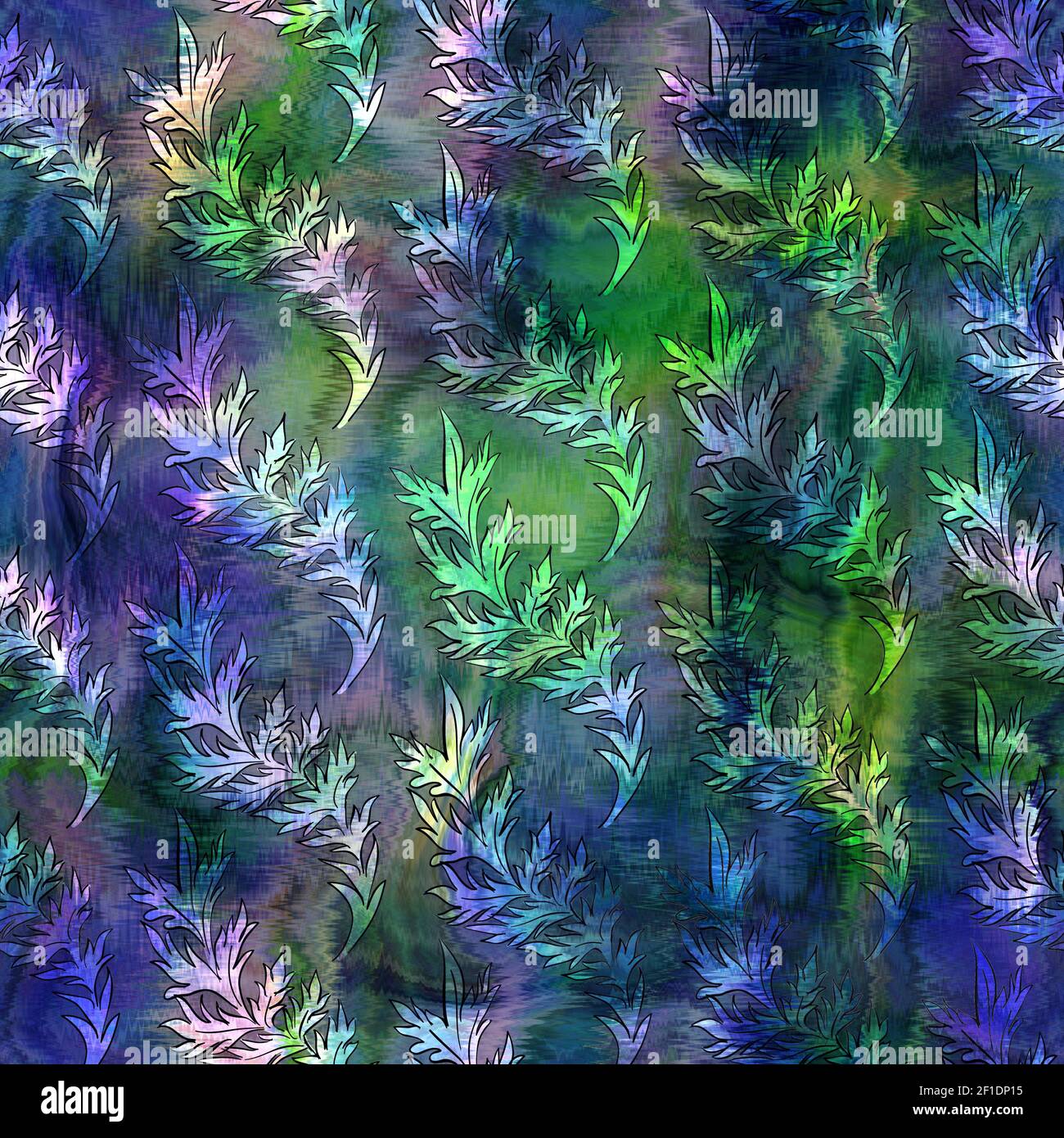 Seamless abstract color blobs with floral overlay Stock Photo - Alamy