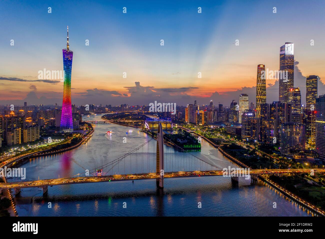 --File--Undated photo: Aerial view of the skyscrapers in Guangzhou city ...