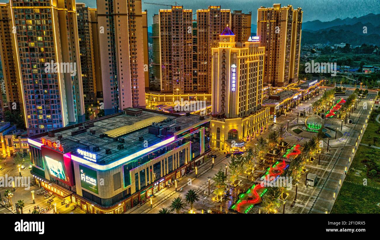 --File--Aerial view of the skyscrapers in Pingtang county, southwest ...
