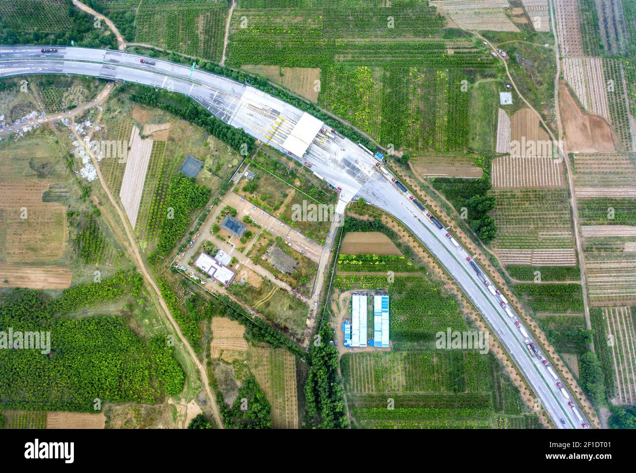An aerial view of a complicated interchange linking different expressways and thus connecting ...
