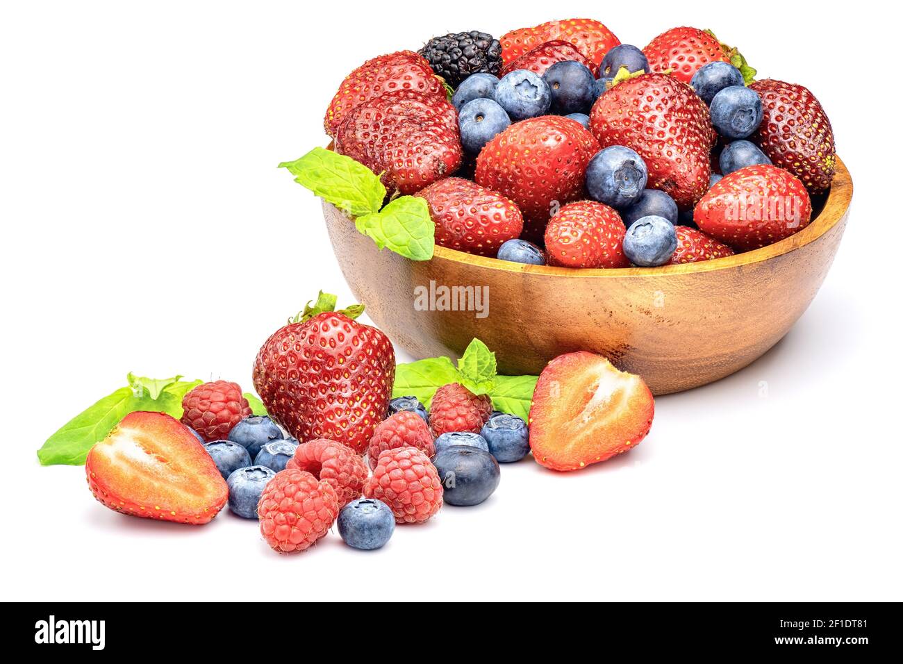 Mixed sweet fresh berries on white background. Ripe strawberry ...