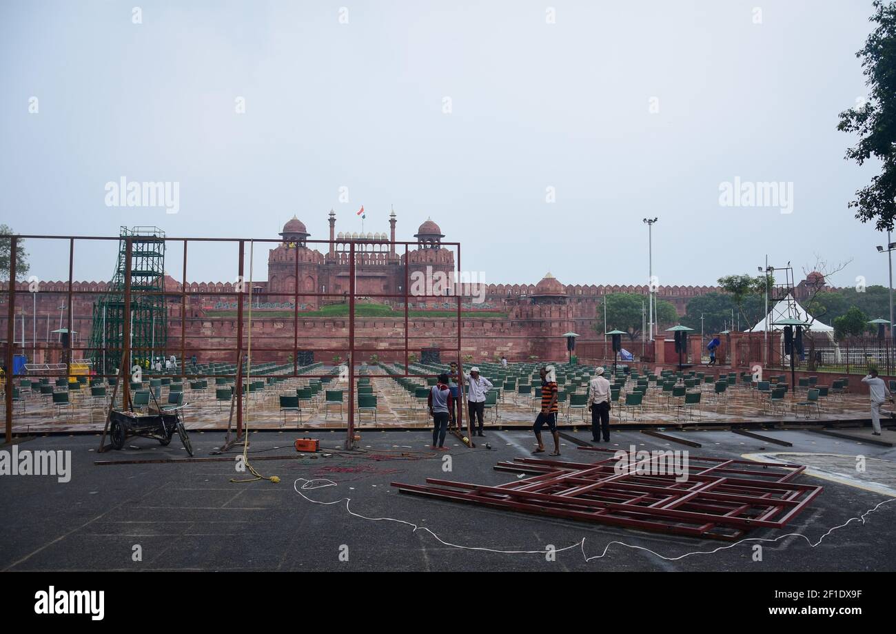 A view of the Red Fort as preparations begin ahead of the 73rd ...