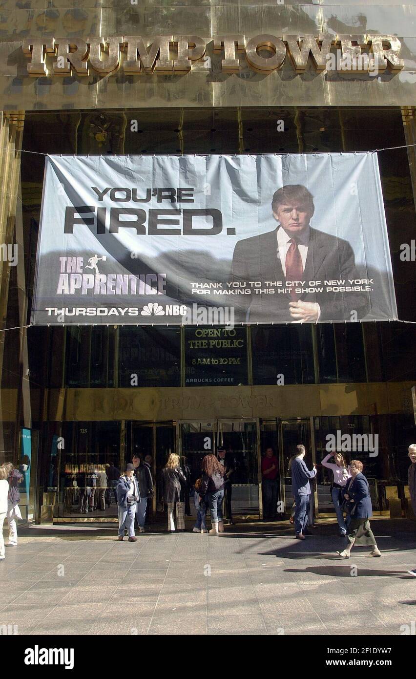 A sign with Donald Trump's image advertising the hit television show ...