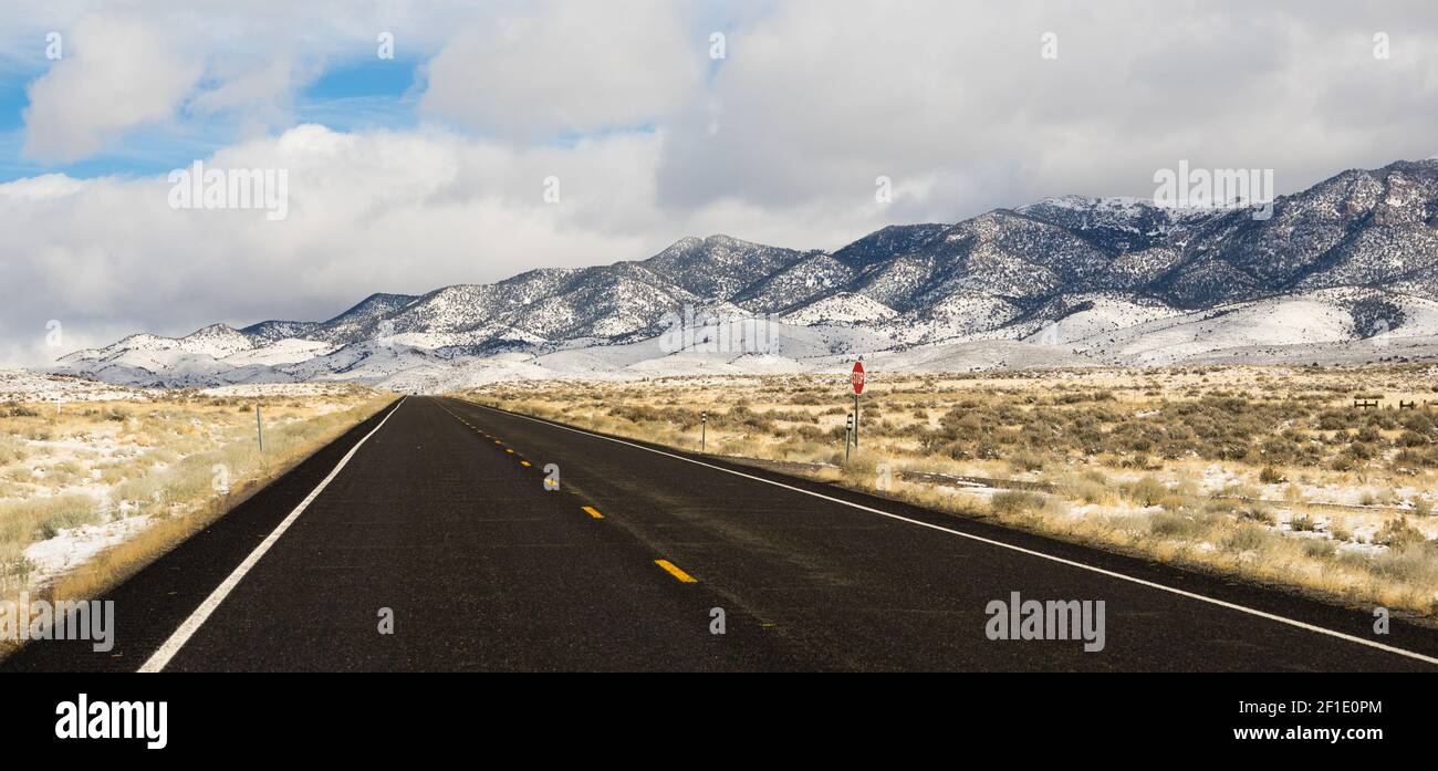 Winter Landscape Panoramic Mount Augusta Range Central Nevada Highway ...