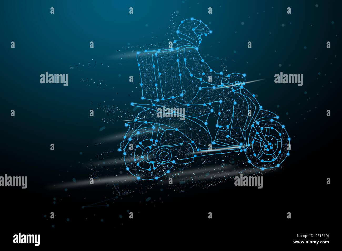 Abstract image of a motorcycle racing in the form of a starry sky or ...