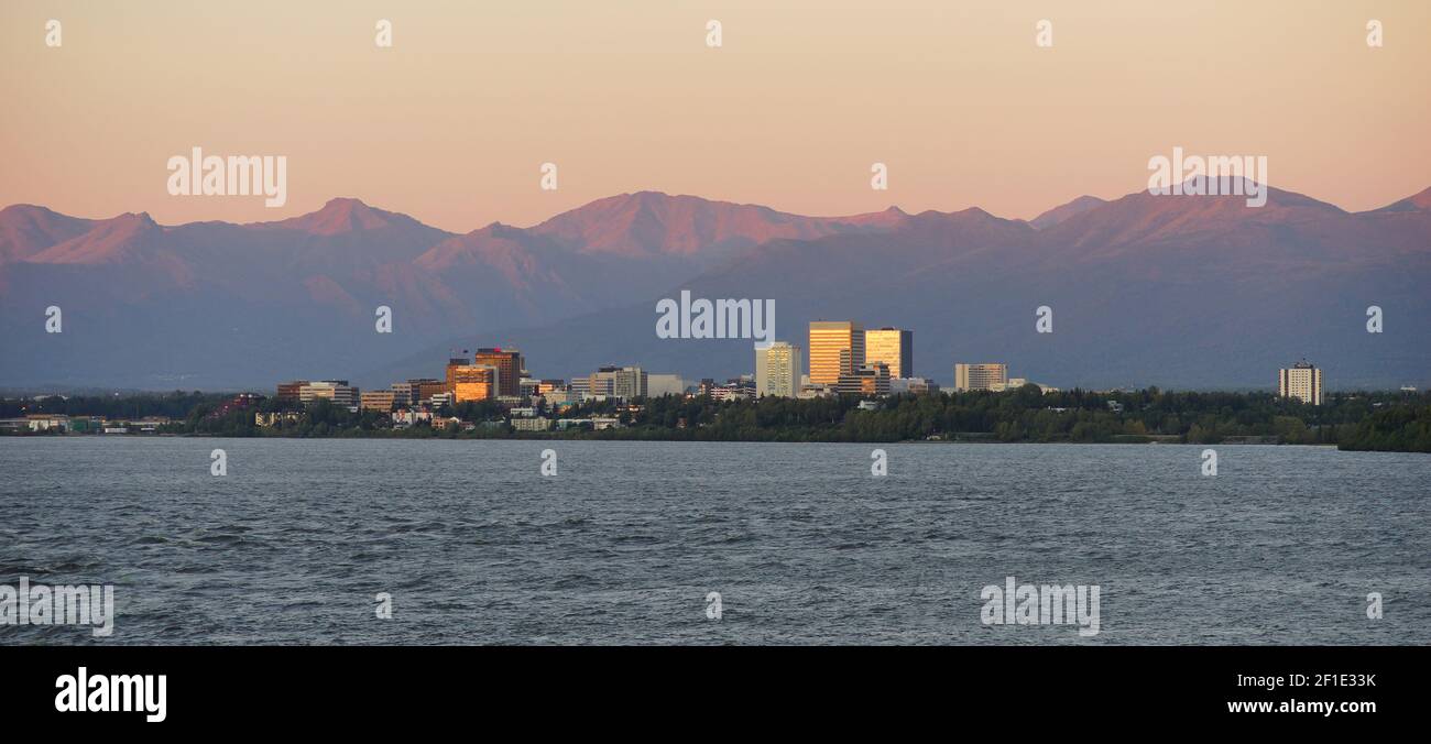 Cook Inlet Anchorage Alaska Downtown City Skyline Stock Photo - Alamy