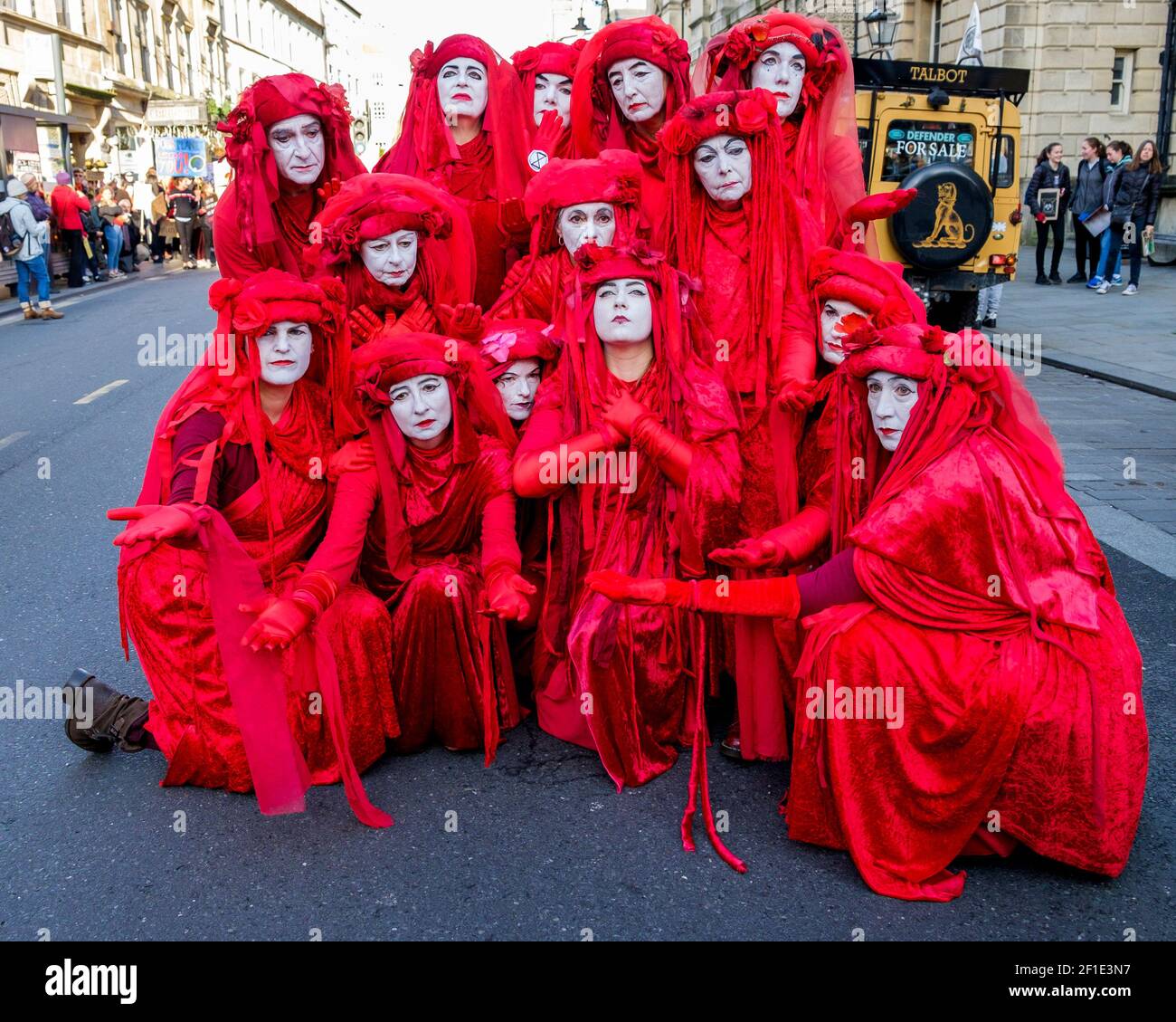 Extinction Rebellion Red Brigade protesters are pictured in Bath as ...