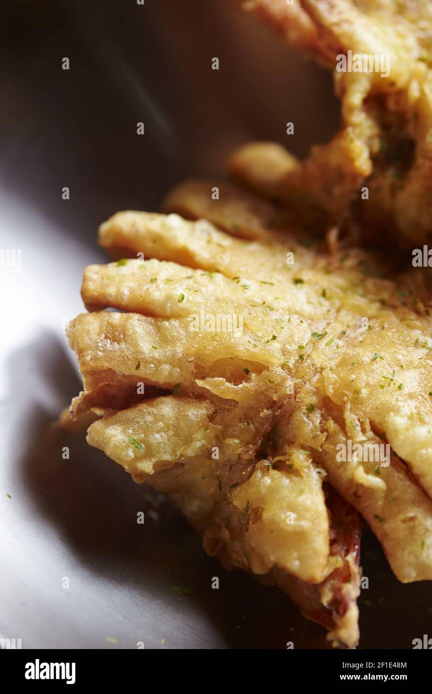 Fresh delicious pieces of crispy chicken on a blurred background Stock ...