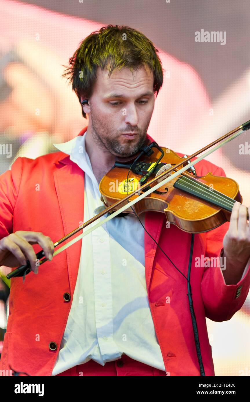 Jon Boden of contemporary English folk band, Bellowhead performing at ...