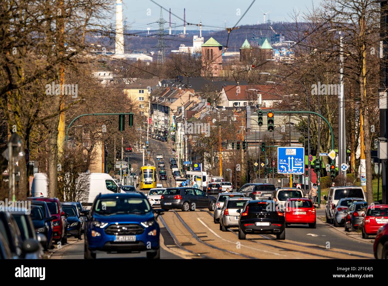 Ruhrbahn tram, inner city traffic, Hobeisenstrasse, in front, Martin ...