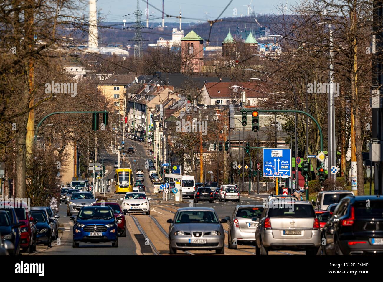 Ruhrbahn tram, inner city traffic, Hobeisenstrasse, in front, Martin ...