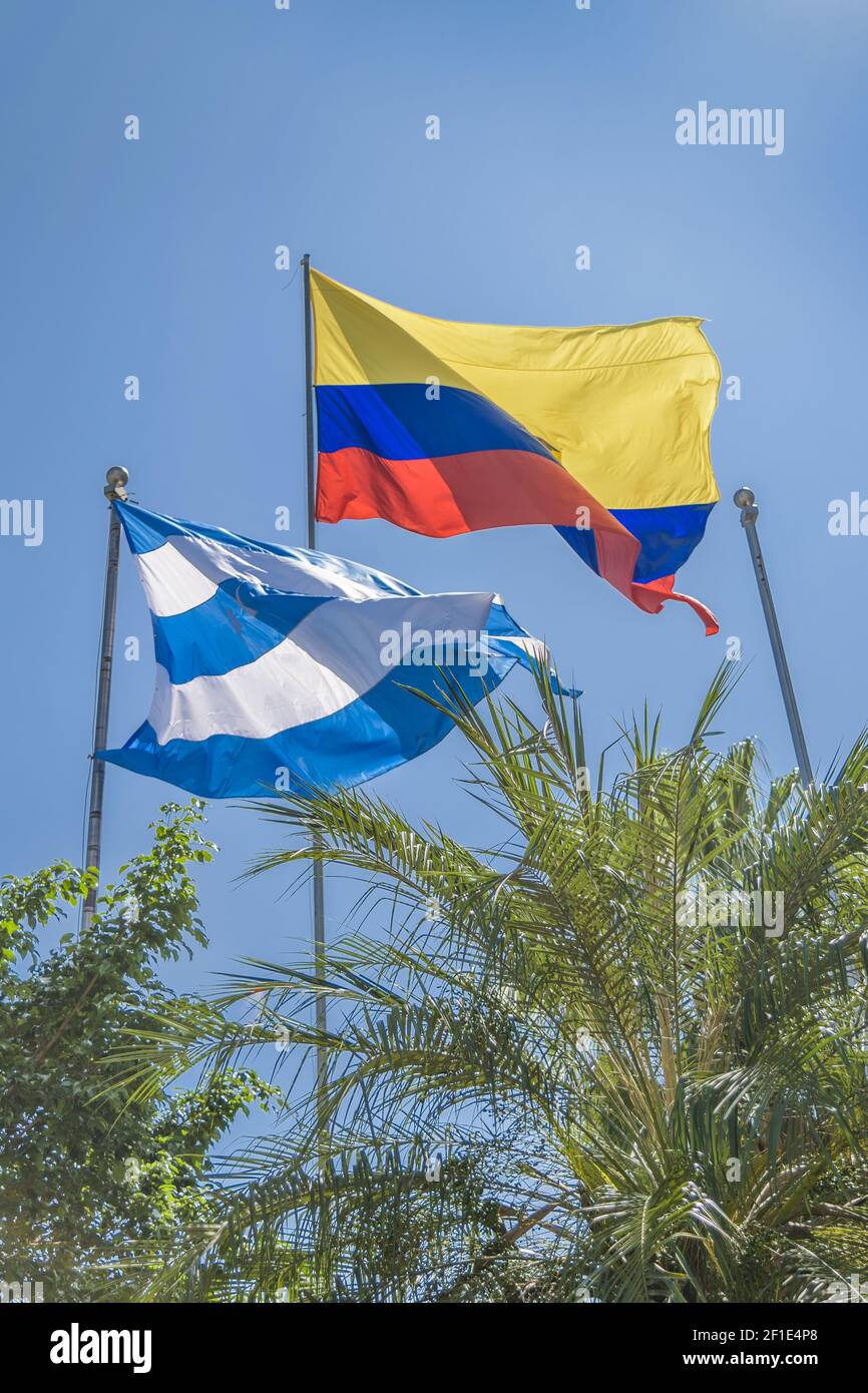 Ecuador and Guayas Flags Stock Photo - Alamy