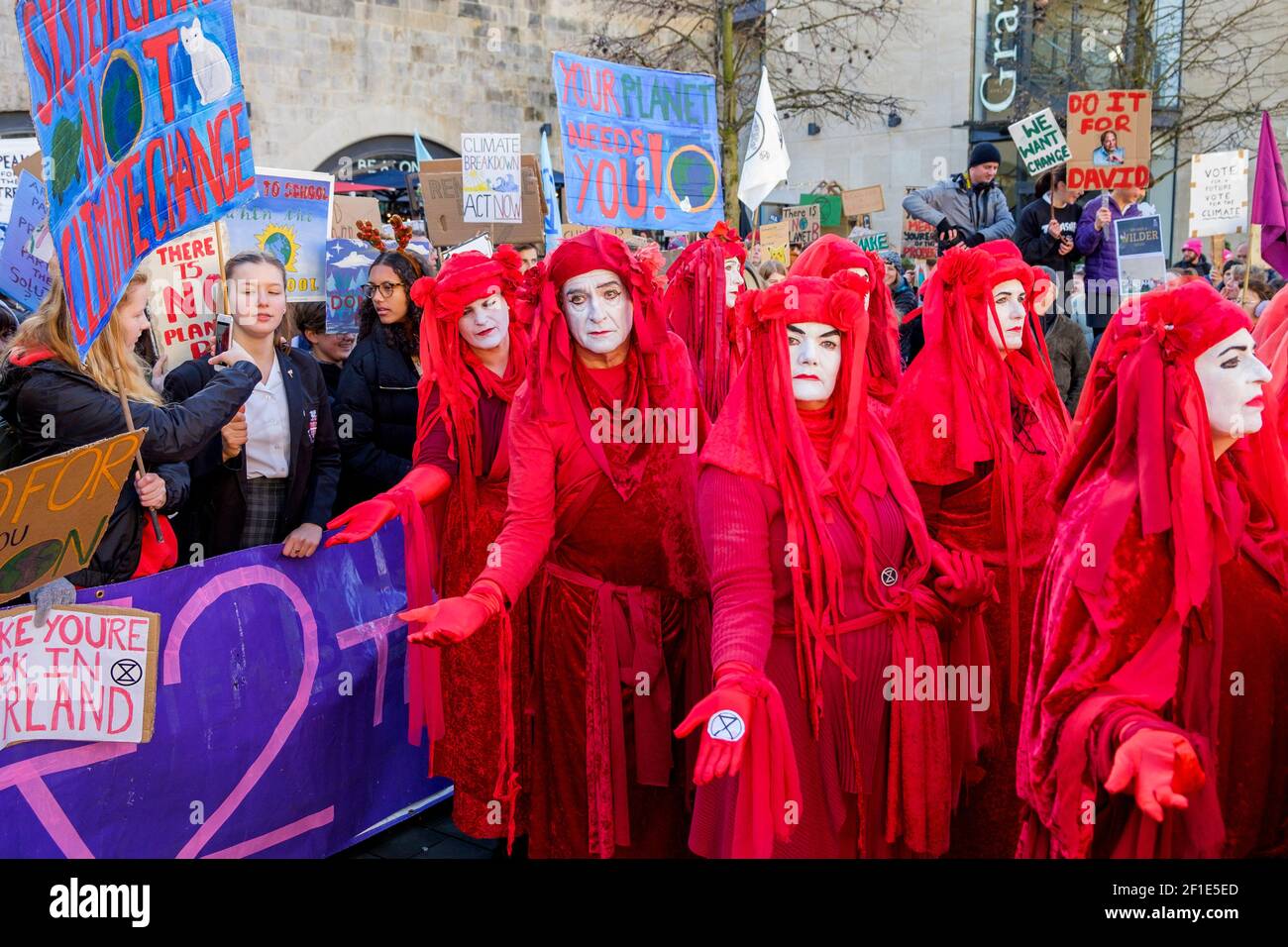 Extinction Rebellion Red Brigade protesters are pictured in Bath as ...