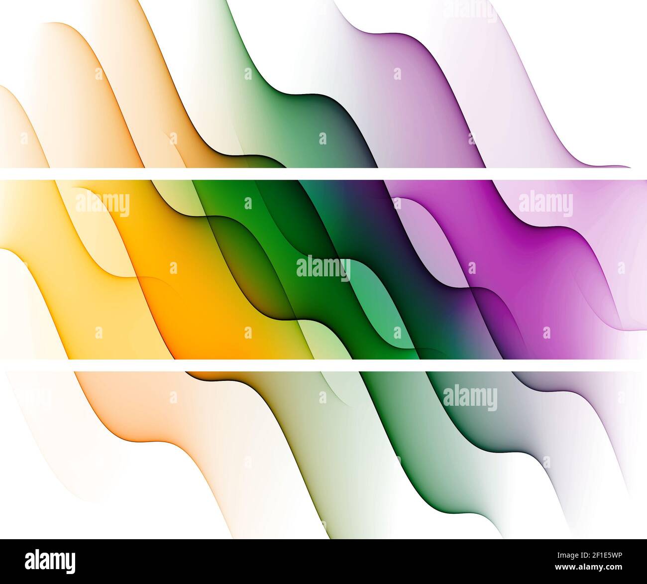 3D illustration of colorful banner set with blended abstract curve ...