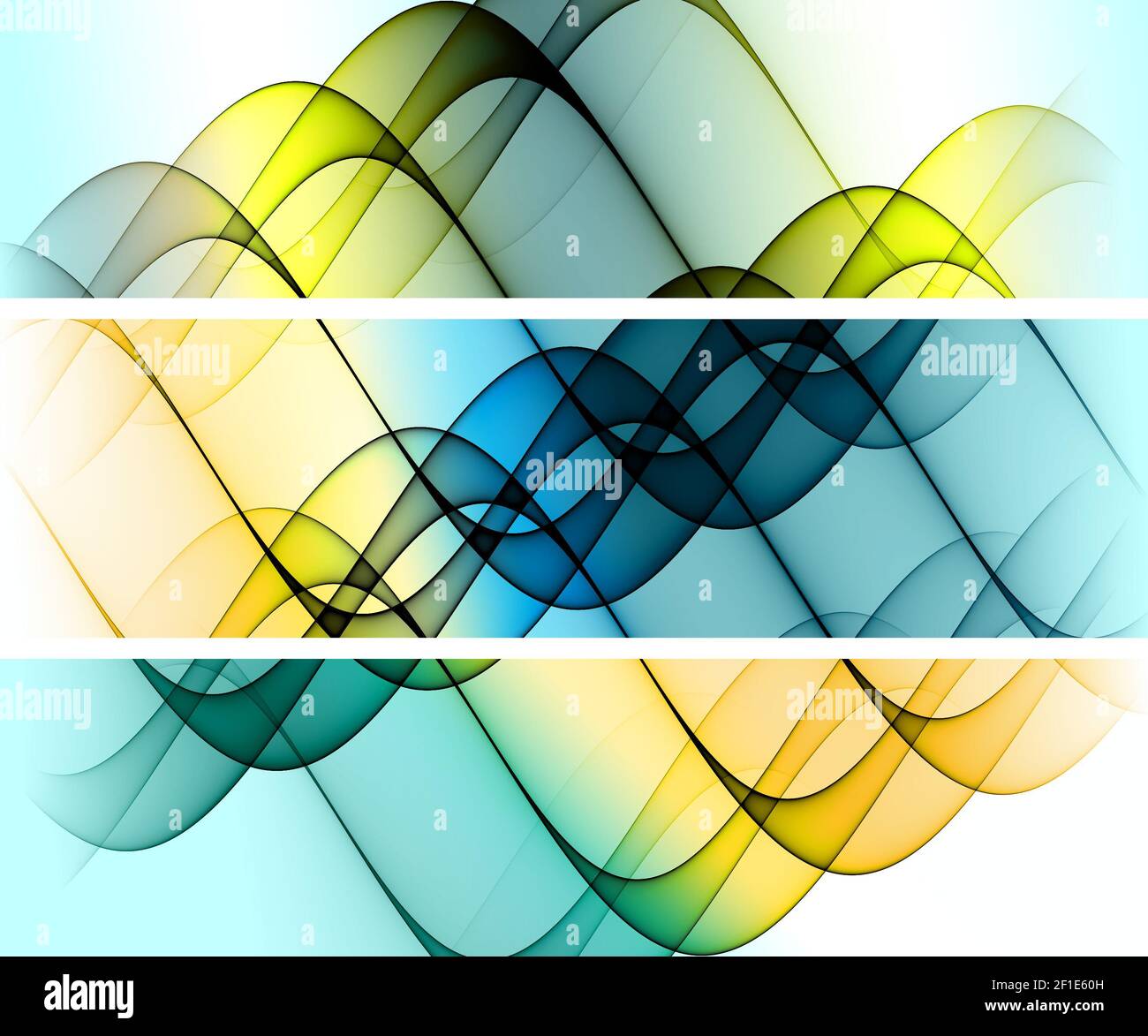 3D illustration of colorful banner set with blended abstract curve ...