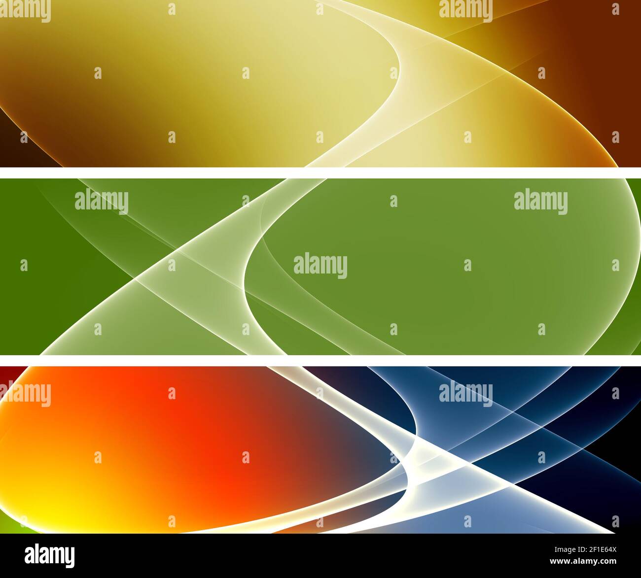 3D illustration of colorful banner set with blended abstract curve ...