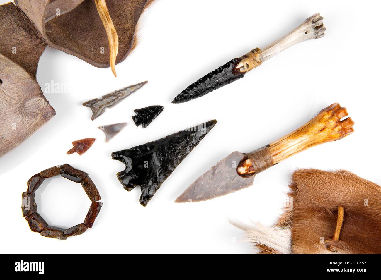 Stone Age Tools on white Background - Stone Age Knives and Obsidian ...