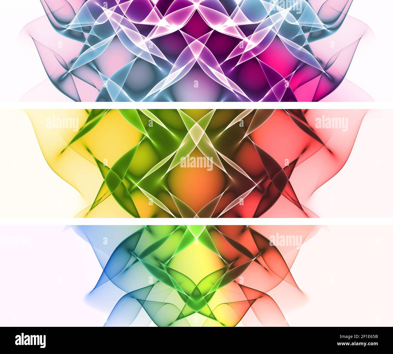 3D illustration of colorful banner set with blended abstract curve ...