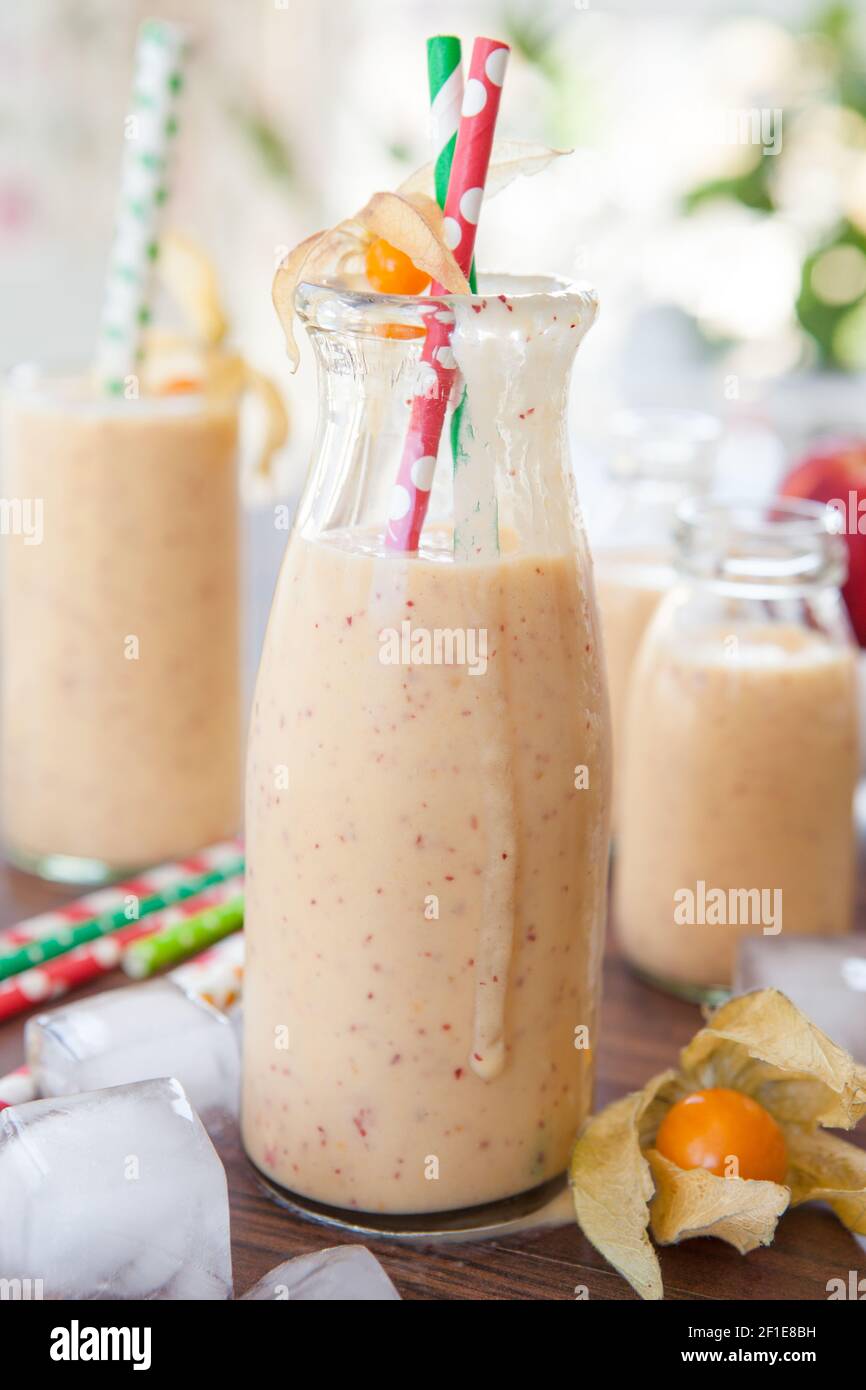 Smoothie in vintage bottle Stock Photo - Alamy