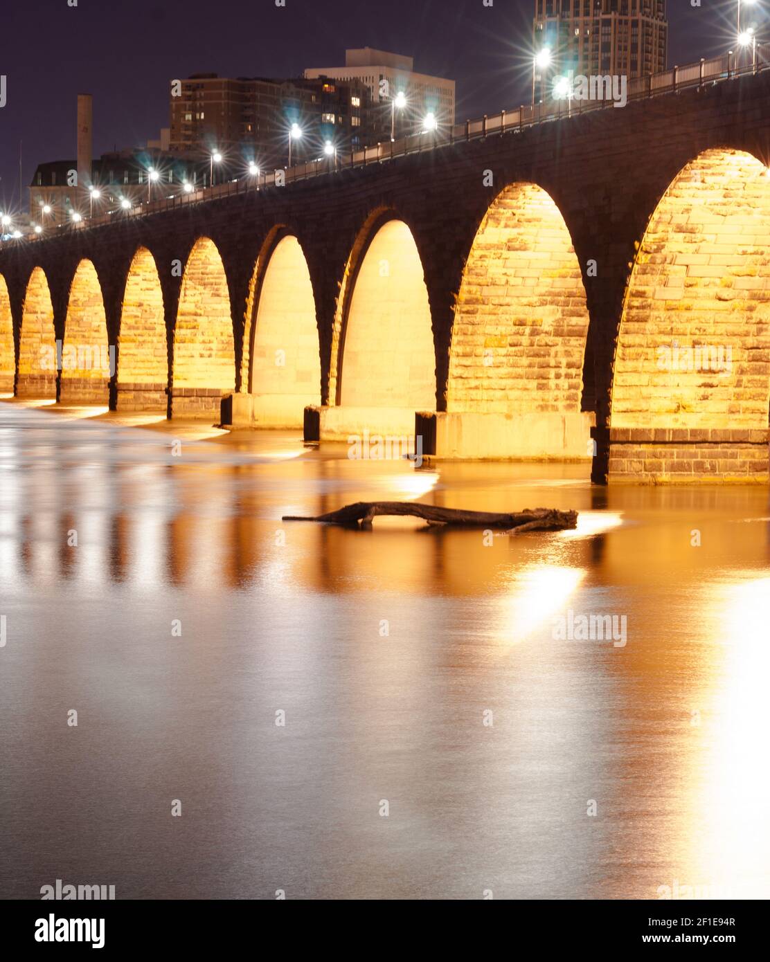 Stone Arch Bridge St Paul Minnesota Mississippi River Night Stock Photo ...