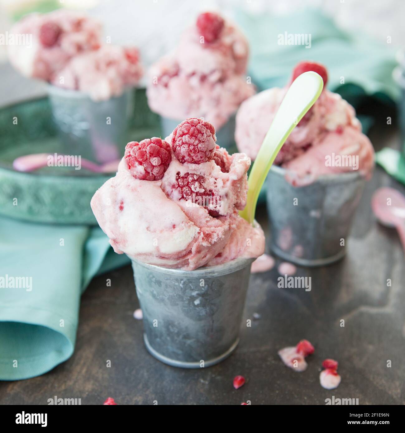 Homemade raspberry ice cream Stock Photo - Alamy