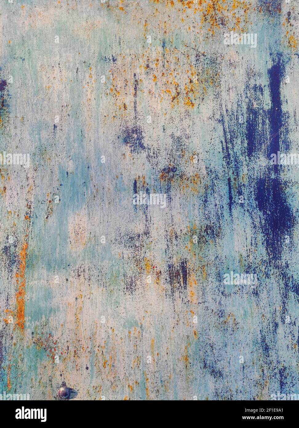 The texture of old rusty metal.Spots and streaks of rust on the light ...