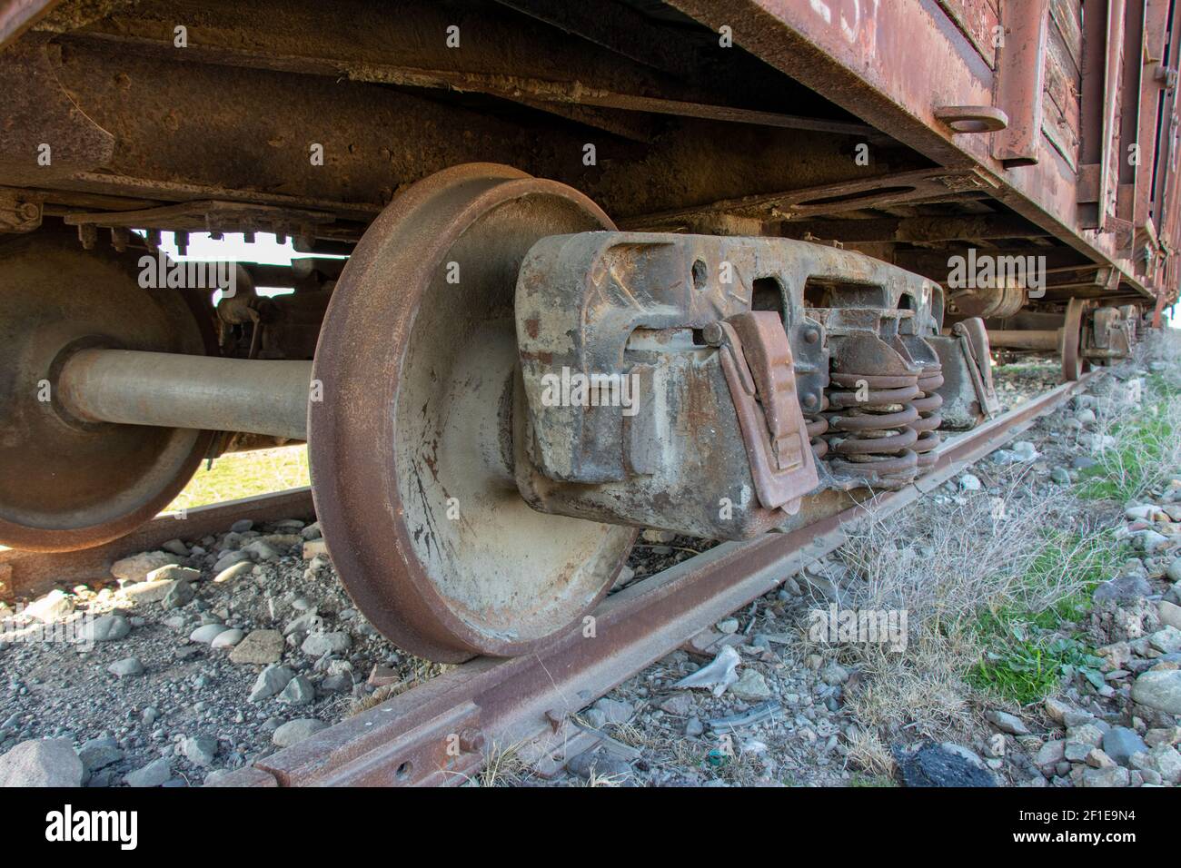 Industrial rail car wheels closeup photo. Old rusty train wheels. Wheel ...